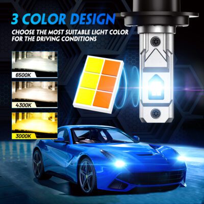 AUTOBAHN Tri Colour LED headlight 3000K/4300K/6500K New